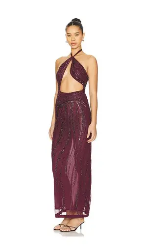 CAMILA COELHO Lyra Beaded Halterneck Maxi Dress