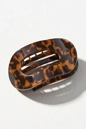 TELETIES Medium Flat Round Hair Claw Clip Brown