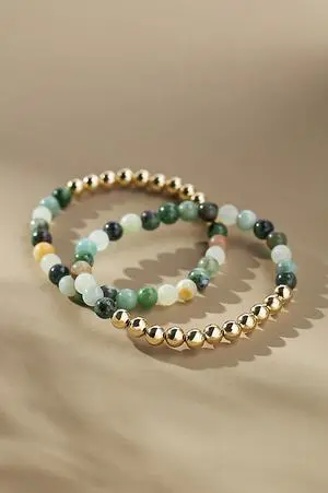 THE HEALER'S COLLECTION N 6 Happiness / Ease Bracelets, Set Of 2 - Gold