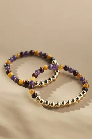 THE HEALER'S COLLECTION N 19 Anxiety-free Bracelets, Set Of 2 - Gold