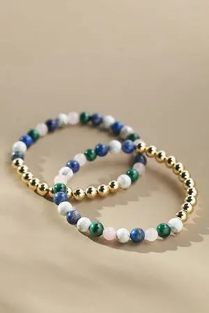 THE HEALER'S COLLECTION N 91 Mental Focus Bracelets, Set Of 2 - Gold