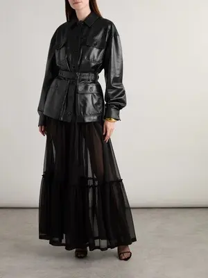 Saint Laurent Belted Leather Jacket - Black