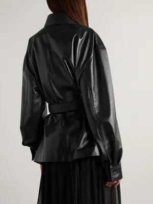 Saint Laurent Belted Leather Jacket - Black