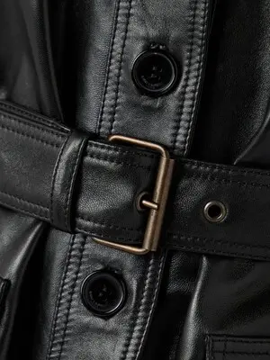 Saint Laurent Belted Leather Jacket - Black