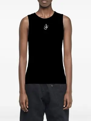 JW Anderson Anchor Embroidered Top - Black