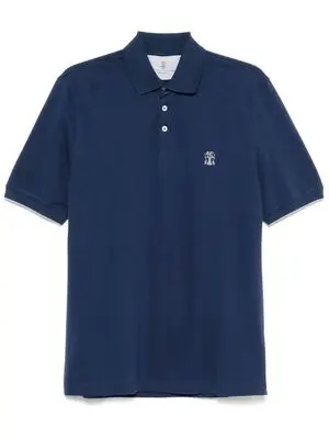 Brunello Cucinelli Logo-print Polo Shirt - Blue