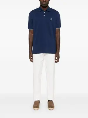 Brunello Cucinelli Logo-print Polo Shirt - Blue
