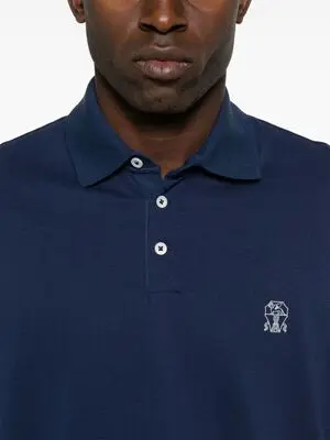 Brunello Cucinelli Logo-print Polo Shirt - Blue