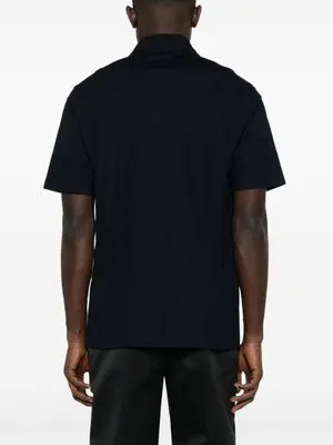 FERRAGAMO V-neck Polo With Jacquard Pocket Detail - Blue