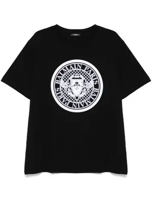 Balmain Flocked-logo T-shirt - Black