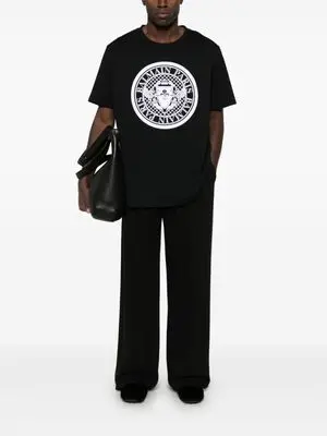 Balmain Flocked-logo T-shirt - Black