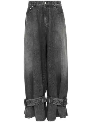JW Anderson Buckled-cuff Wide Leg Jeans - Grey