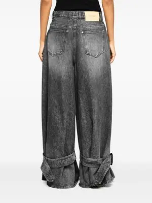 JW Anderson Buckled Wide Leg Jeans - Grey