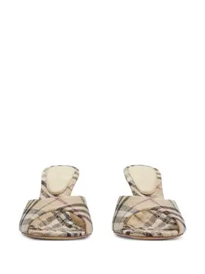 Burberry Checked Stiletto Sandals - Brown