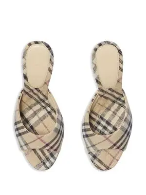 Burberry Checked Stiletto Sandals - Brown