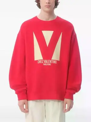 Valentino Garavani Crewneck Sweatshirt With Chez Print - Red