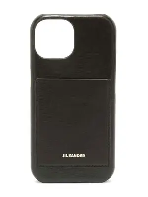 JIL SANDER Logo-embossed Leather Phone Case