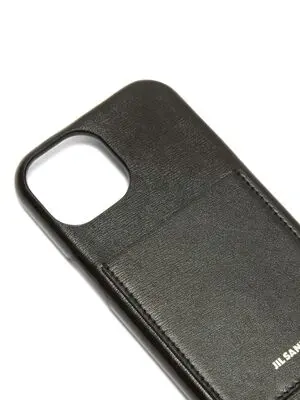 JIL SANDER Logo-embossed Leather Phone Case