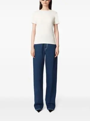 Nina Ricci Plunging Draped Back T-shirt - Neutrals