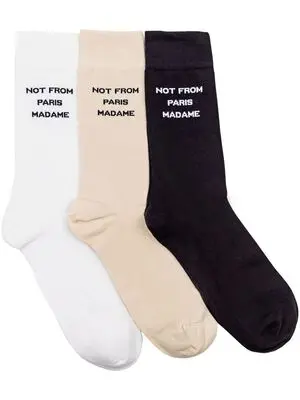 Drole De Monsieur Intarsia-knit Socks - Neutrals