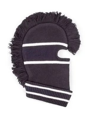 AMBUSH Striped Balaclava With Fringe - Grey