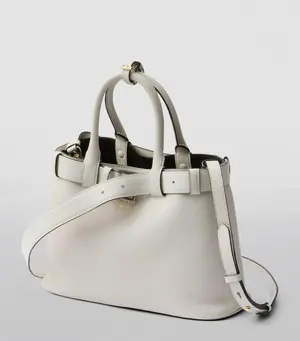Prada Medium Leather Buckle Tote Bag - White