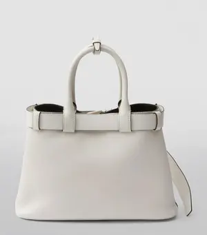 Prada Medium Leather Buckle Tote Bag - White