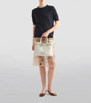Prada Medium Leather Buckle Tote Bag - White