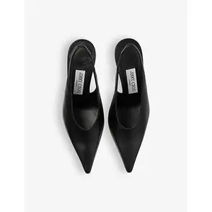 JIMMY CHOO Isa 95 Slingback Leather Heeled Courts - Black