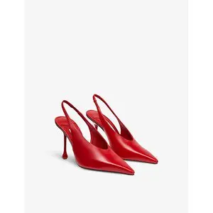 JIMMY CHOO Isa 95 Slingback Leather Heeled Courts - Ruby Red