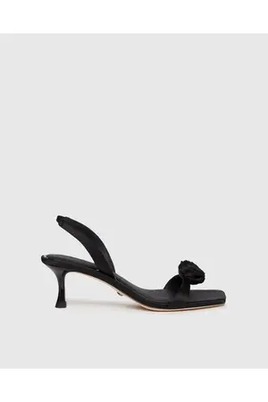 Paige Eva Satin Sandals - Black