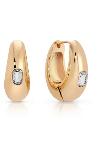 Ettika Deco Cubic Zirconia Hoop Earrings - Gold