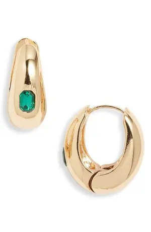 Ettika Ettika Deco Cubic Zirconia Hoop Earrings Green