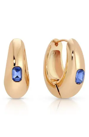 Ettika Ettika Deco Cubic Zirconia Hoop Earrings Sapphire