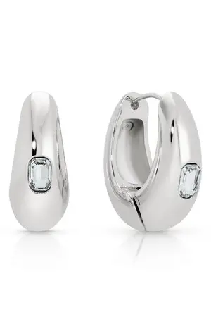 Ettika Ettika Deco Cubic Zirconia Hoop Earrings Silver