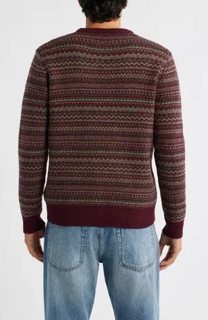 SCHOTT Fair Isle Wool Blend Sweater - Burgundy