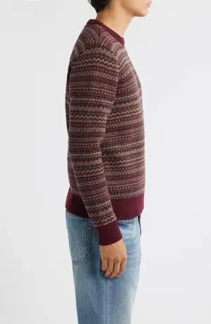 SCHOTT Fair Isle Wool Blend Sweater - Burgundy