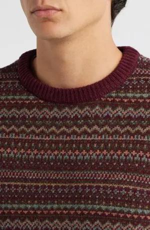 SCHOTT Fair Isle Wool Blend Sweater - Burgundy