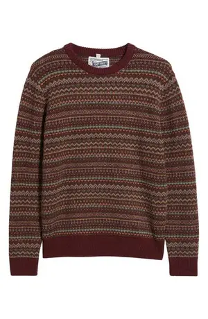 SCHOTT Fair Isle Wool Blend Sweater - Burgundy