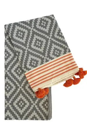 ECO HILANA Merida Gray Turkish Towel / Blanket - Orange