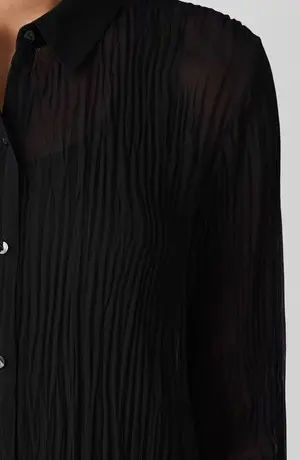Eileen Fisher Textured Silk Button-up Shirt