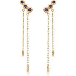 Ettika Deco Crystal Drop Earrings - Sapphire