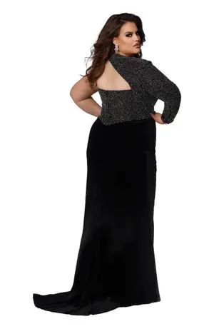 SYDNEY'S CLOSET One-shoulder Evening Gown - Caviar