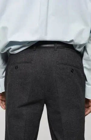 Mango Check Slim Fit Pants - Grey