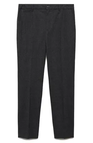 Mango Check Slim Fit Pants - Grey
