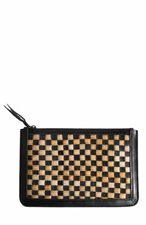 ABLE Nesmia Basketweave Clutch - Black/tan