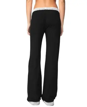 EDIKTED Domino Lace Trim Pants