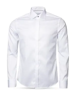 Eton Contemporary Fit Twill Fly Front Formal Shirt - White