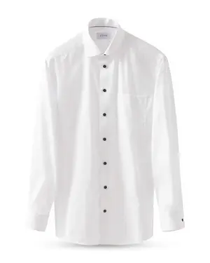 Eton Classic Fit Twill Shirt With Navy Details - White