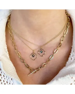 SHY CREATION 14k Diamond Paperclip Link Necklace